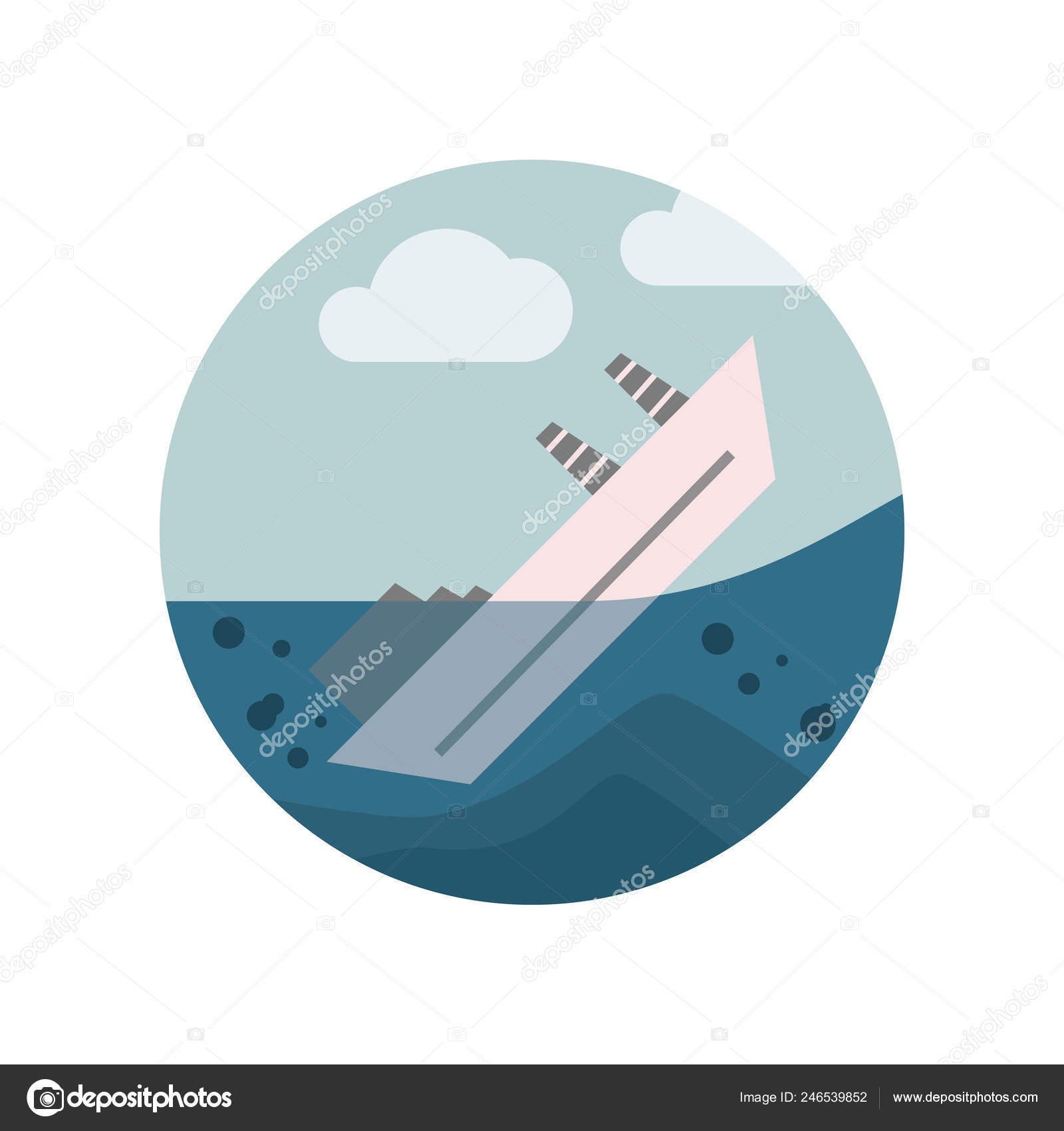 Disaster Sea Ship Sinking Color Icon Element Global Warming ...
