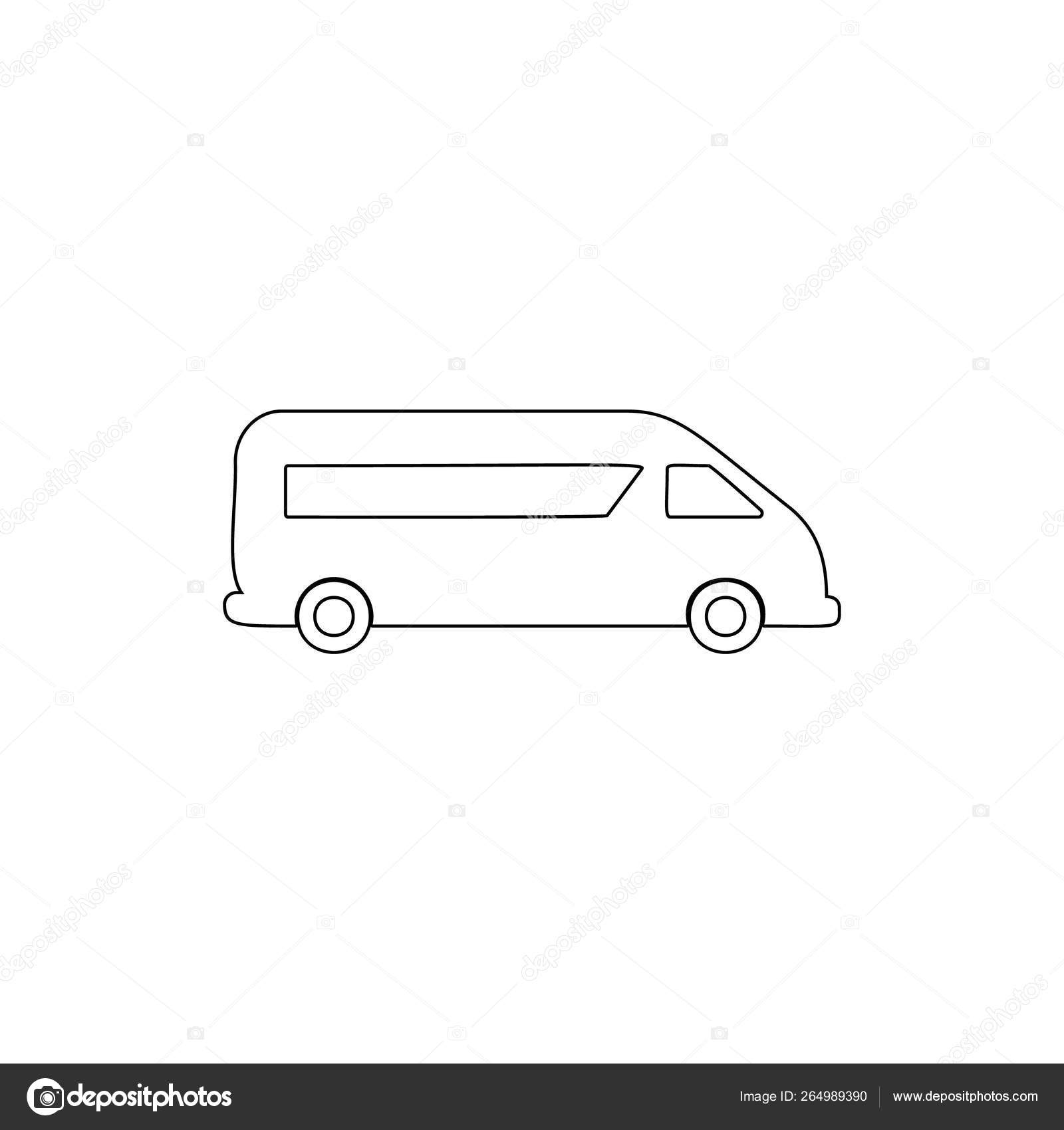 Minibus outline icon. Element of car type icon. Premium quality graphic ...
