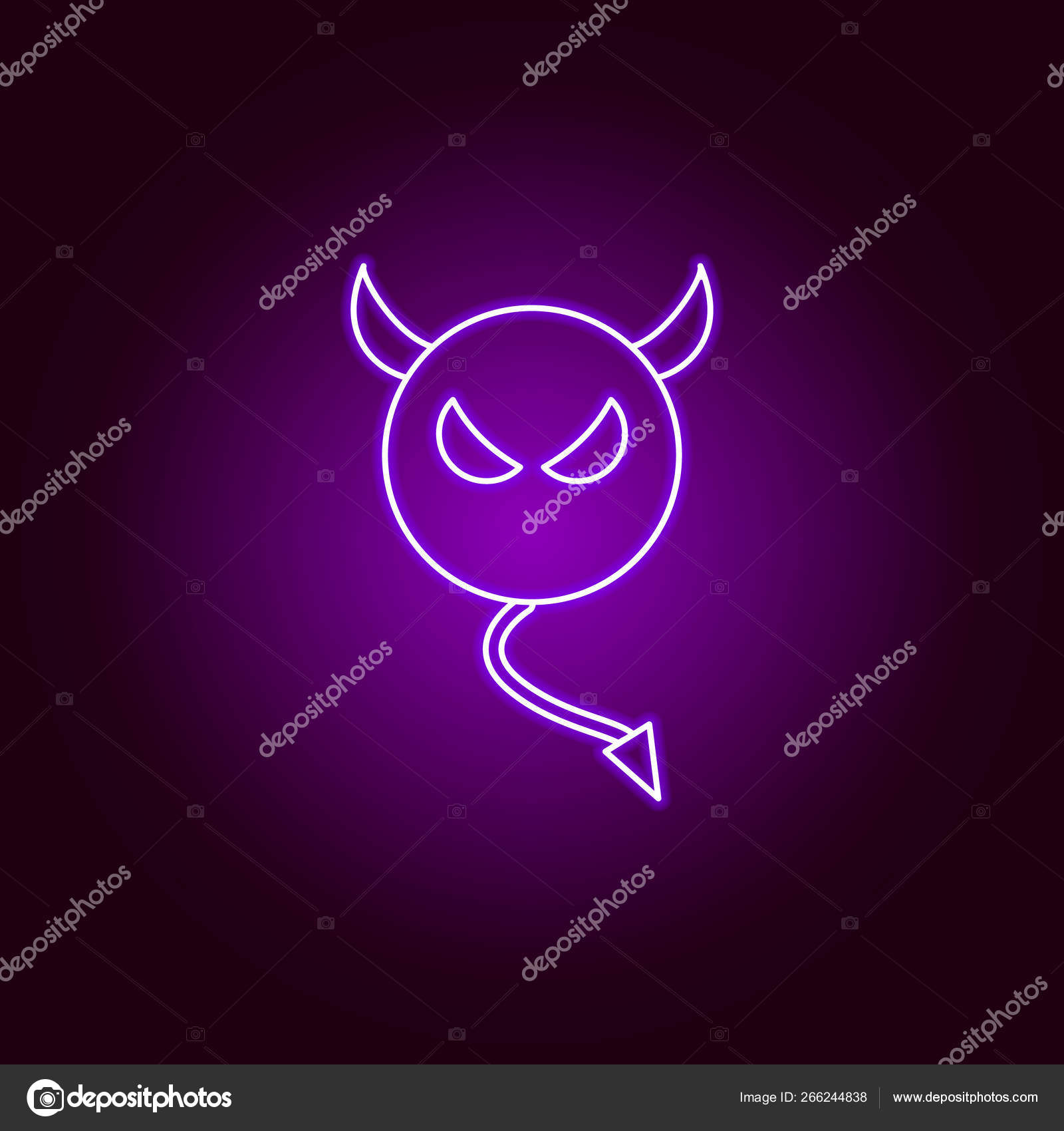 Devil line icon in neon style. Signs and symbols can be used for web, logo, mobile app, UI, UX ...