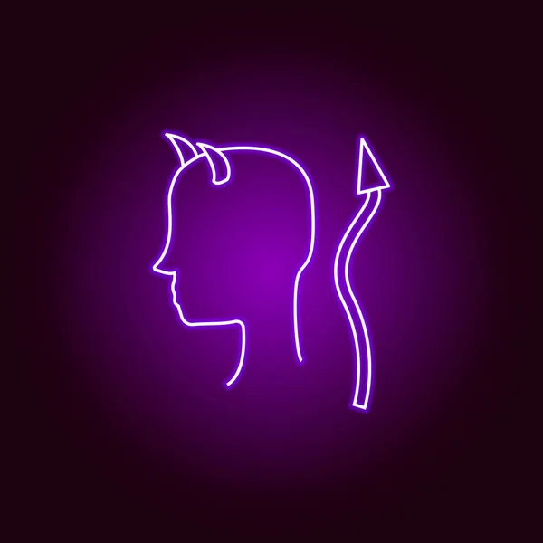 Devil line icon in neon style. Signs and symbols can be used for web ...