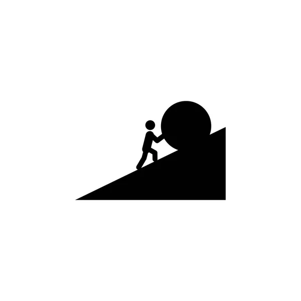 a man pushes a stone icon. Element of overcome challenge illustration ...