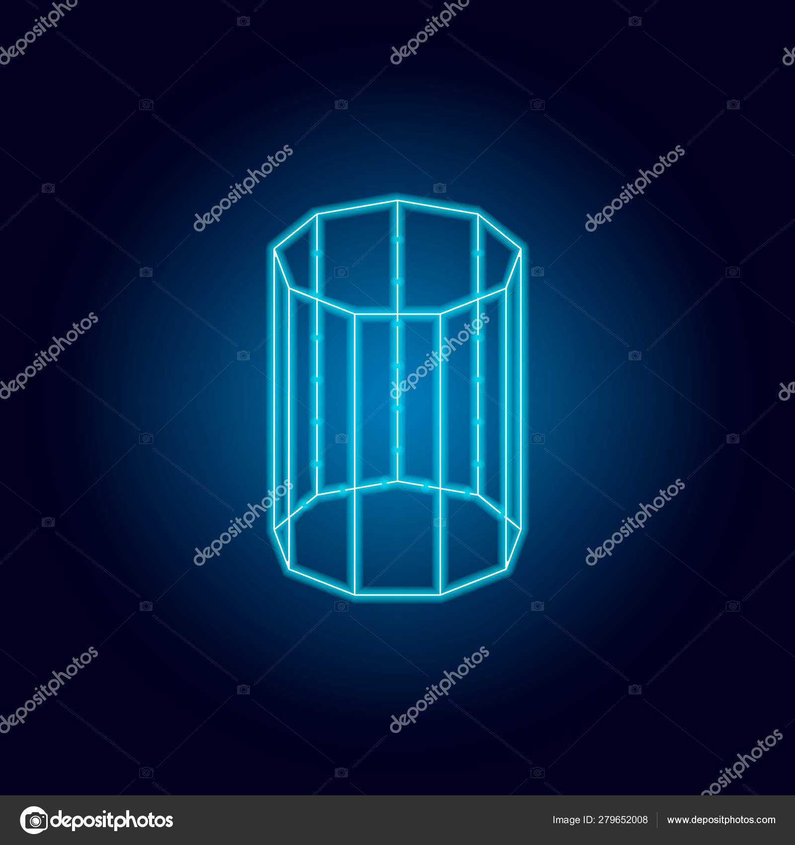 Prisma Decagonal Octagonal Prism Geometric Shape Stock Vector