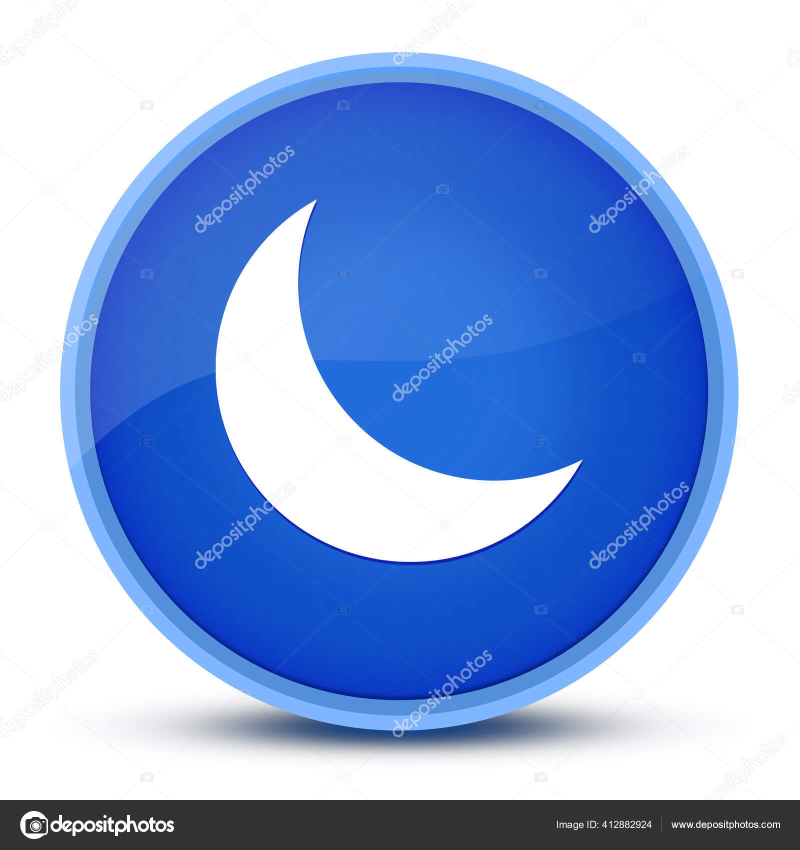 Media Luna Creciente Lujoso Azul Brillante Botón Redondo Ilustración ...