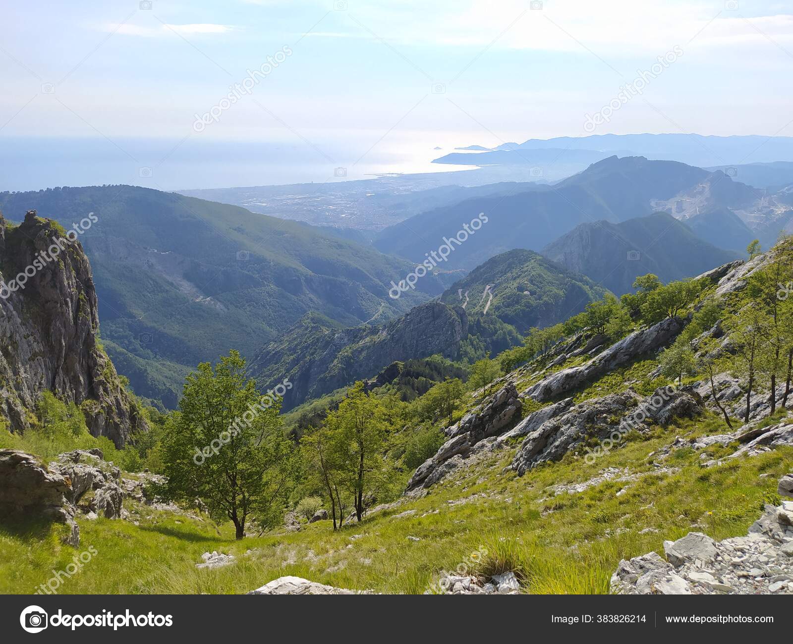 Panorama Horizon Wooded Valleys Apuan Alps Tuscan Apennines Italy Stock ...