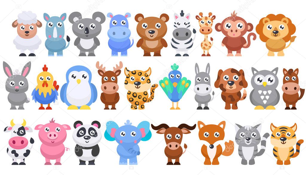 Colecci n de animales de dibujos animados lindos. Ilustraci n vectorial. 2024