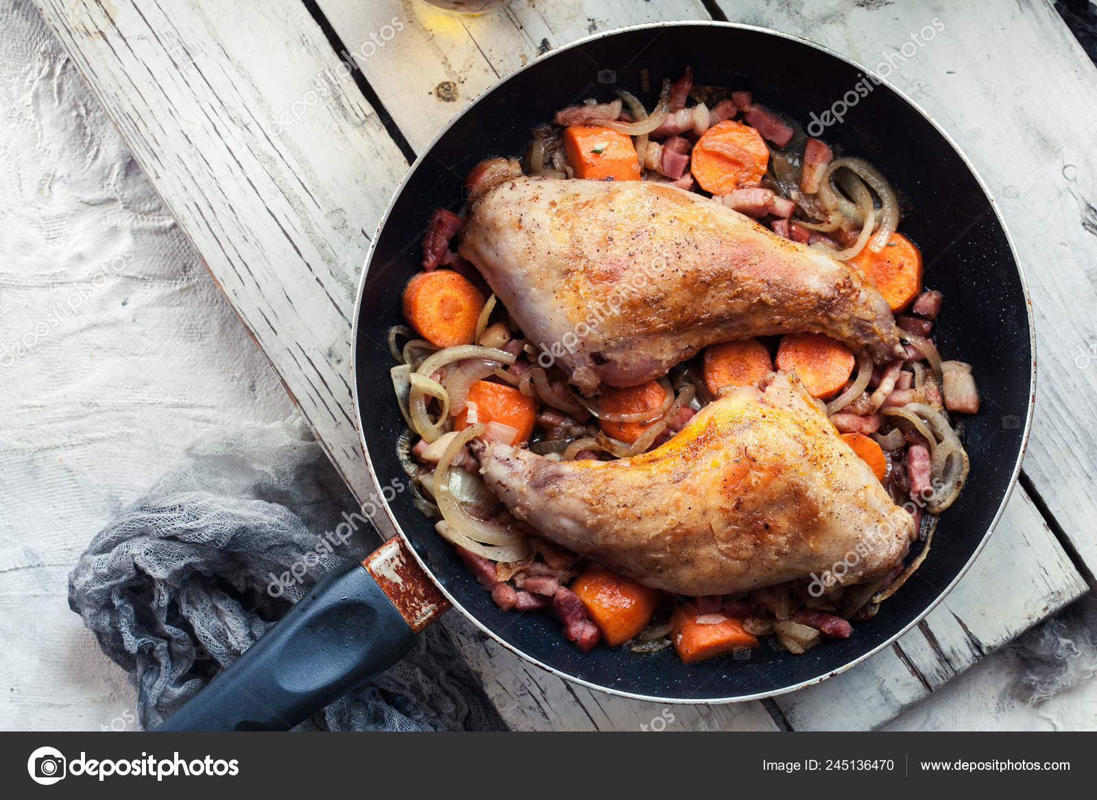 Fried Rabbit Legs Frying Pan Vegetables Herbs Stock Photo by ©fotek ...