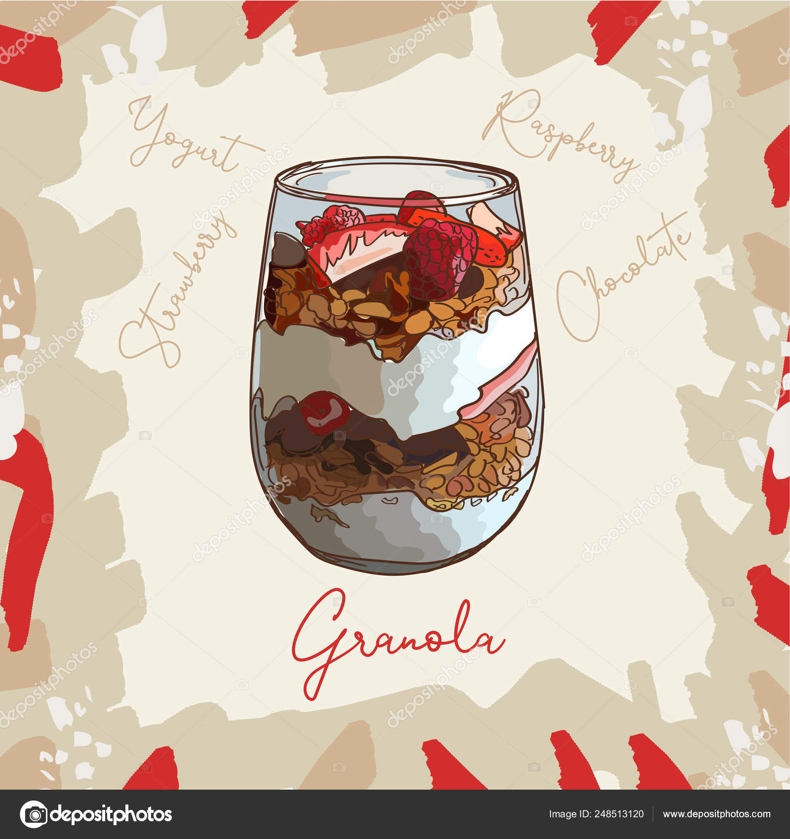 Cartoon Raspberry Parfait