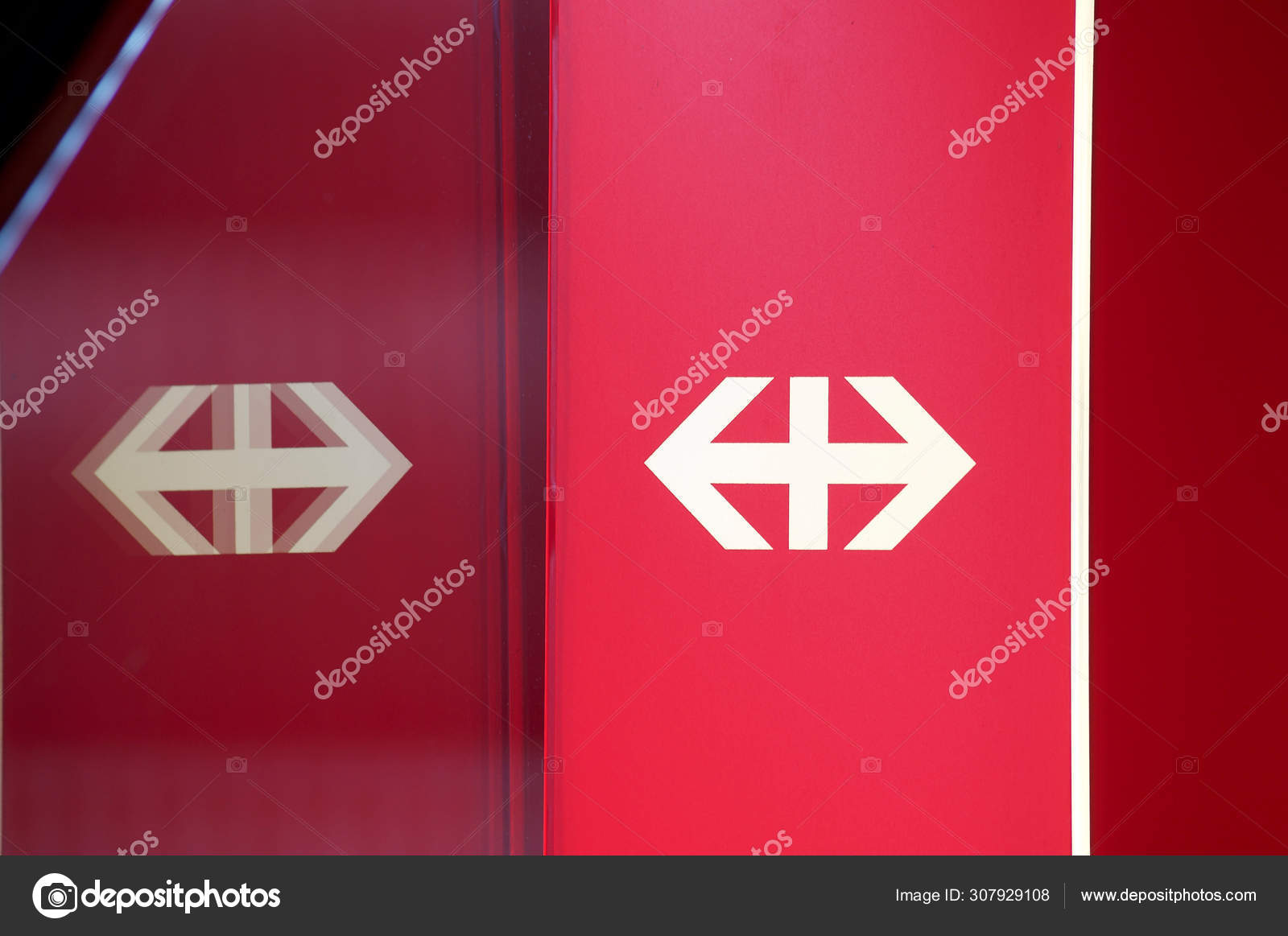 SBB / CFF / FFS (Swiss Federal Railways company) symbol reflected ...