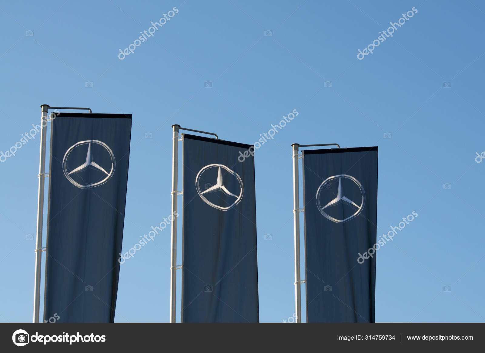 Three flags of Mercedes Benz — Stock Editorial Photo © Marlon_Trottmann ...