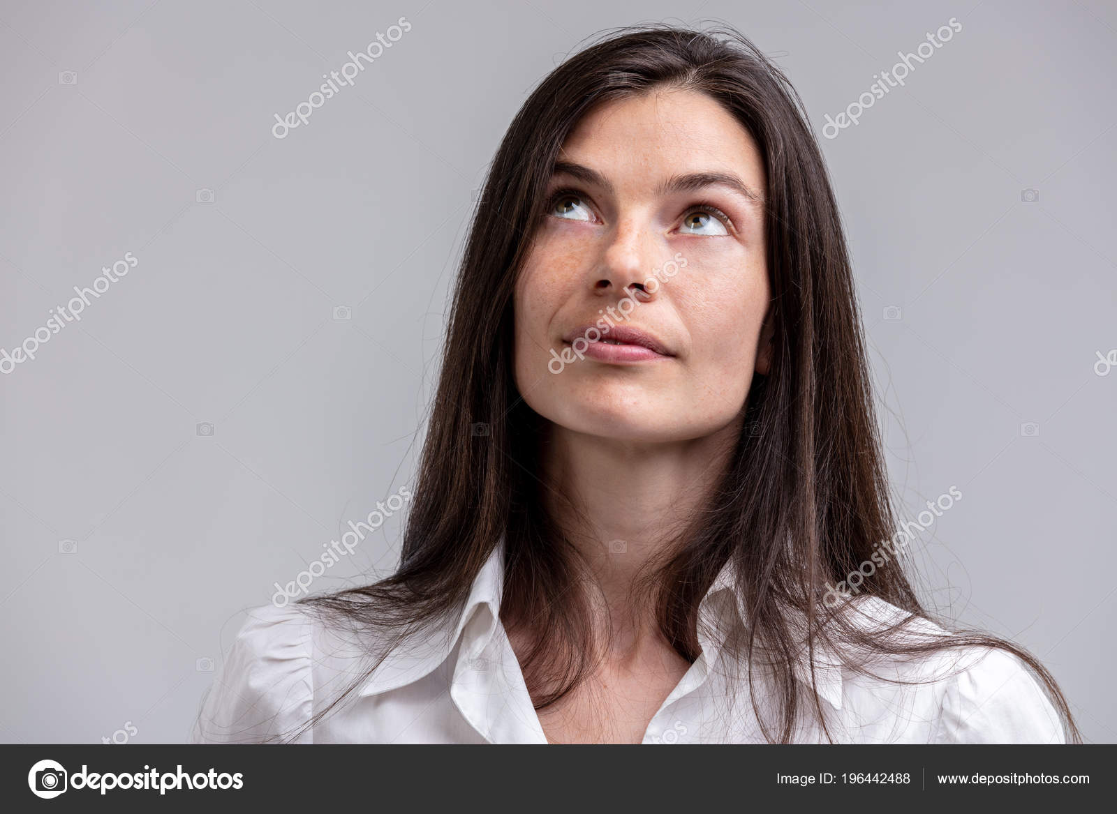 Attractive Woman Deep Thought Looking Contemplative Expression Head ...