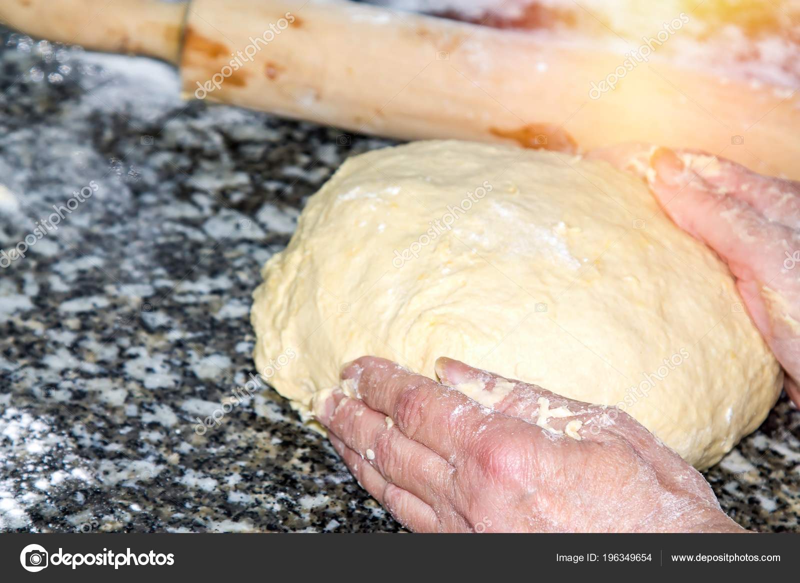 Woman Kneading Dough Rolling Pin — Stock Photo © tetxu #196349654