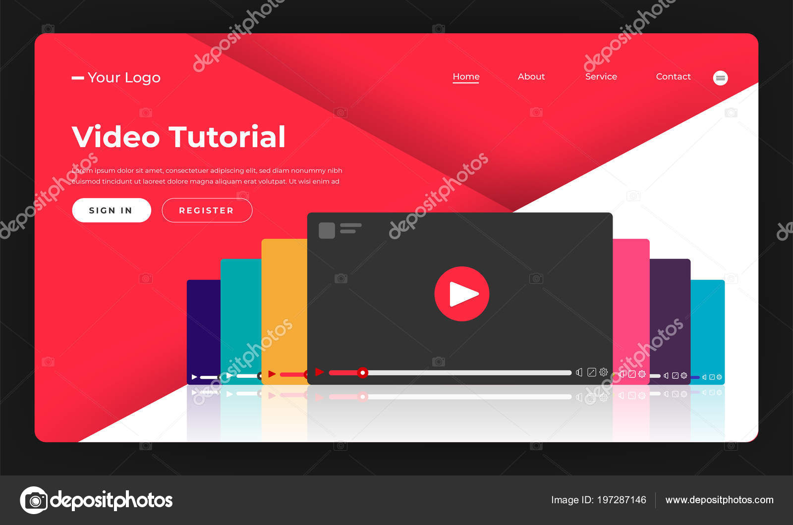 Mock Design Website Flat Design Concept Video Tutorial Vector Illustration Stock Vector by ...