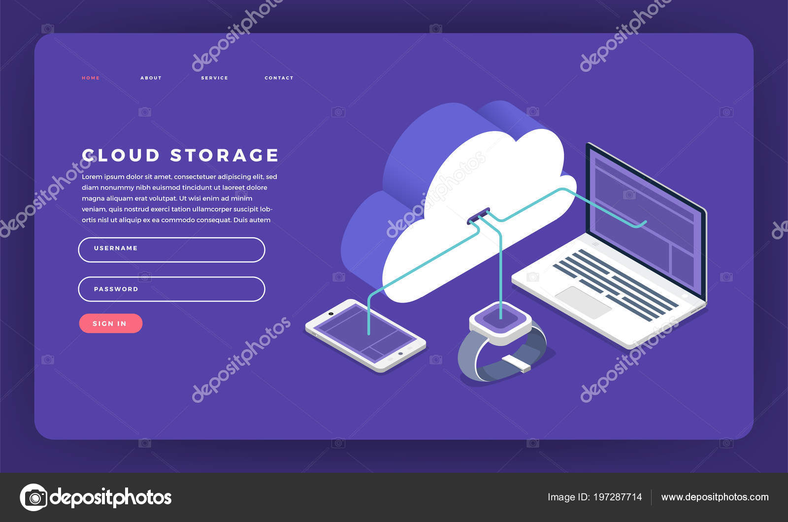 Mock Design Website Flat Design Concept Cloud Computing Technology Users Stock Vector Image by ...