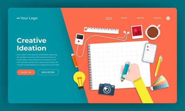 Mock Design Website Flat Design Concept Video Tutorial Vector ...