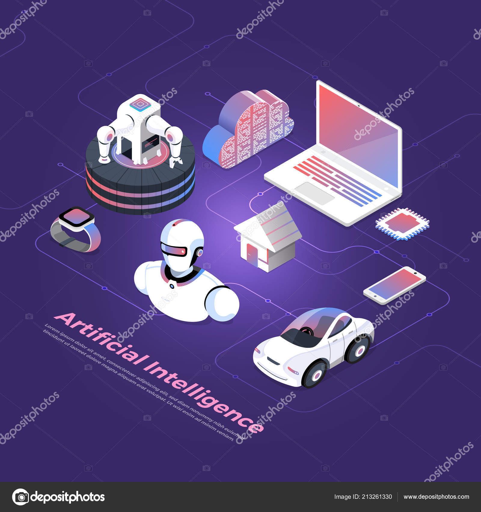 Illustrations Concept Artificial Intelligence Technology Working Smart ...