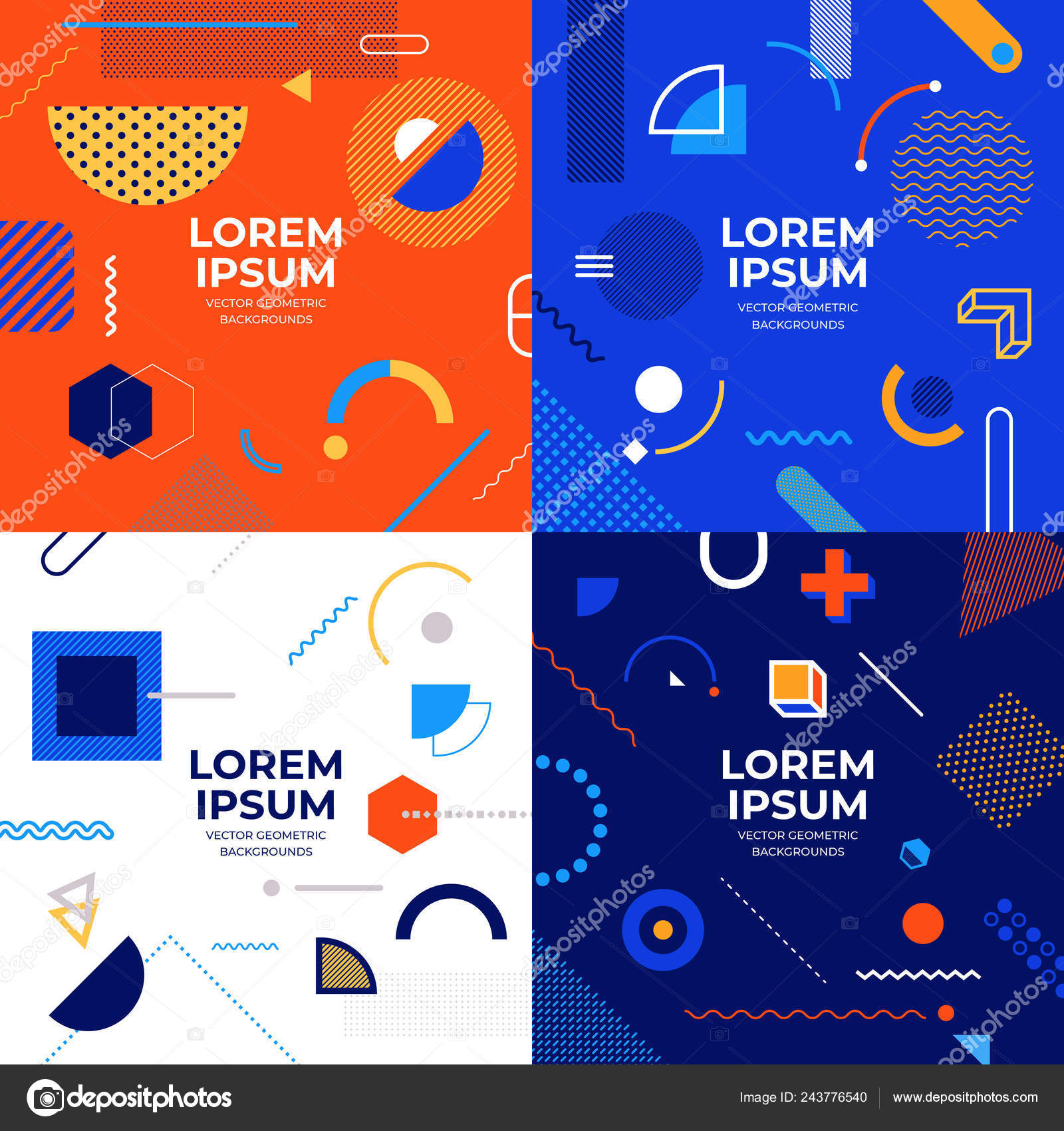 Illustrations Design Concept Object Set Memphis Style Covers Collection ...