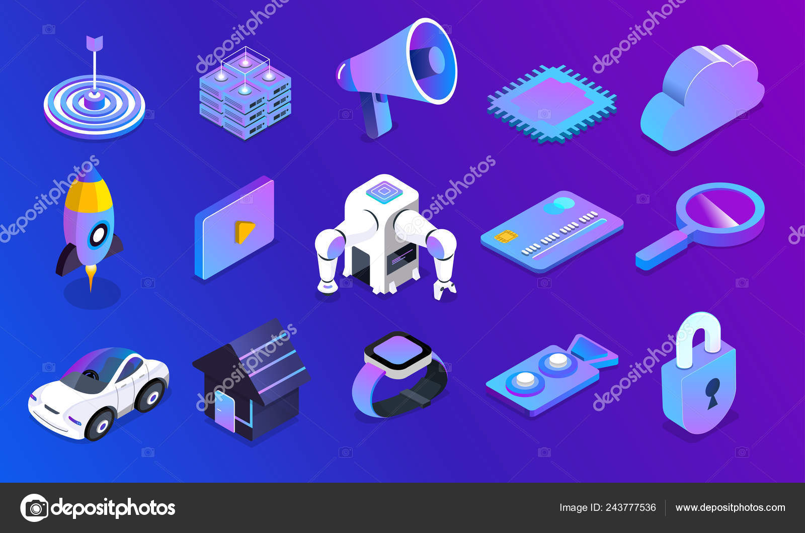 Llustrations Concept Artificial Intelligence Set Object Device ...