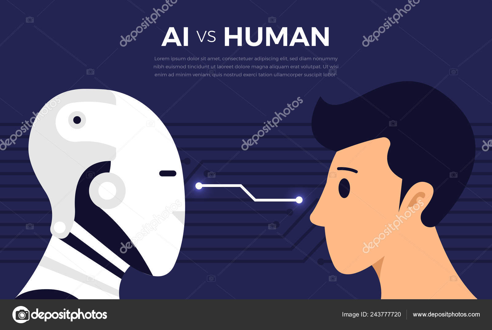 Illustrations Concept Artificial Intelligence Human Robot People Vector ...