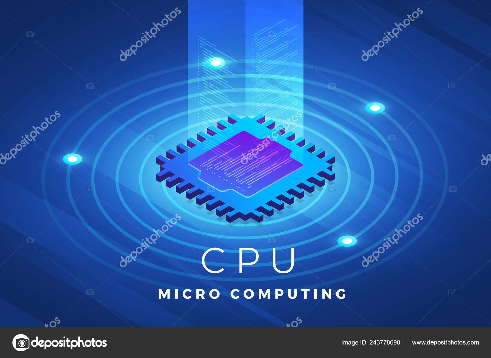Isometric Illustrations Design Concept Technology Solution Top Cpu ...
