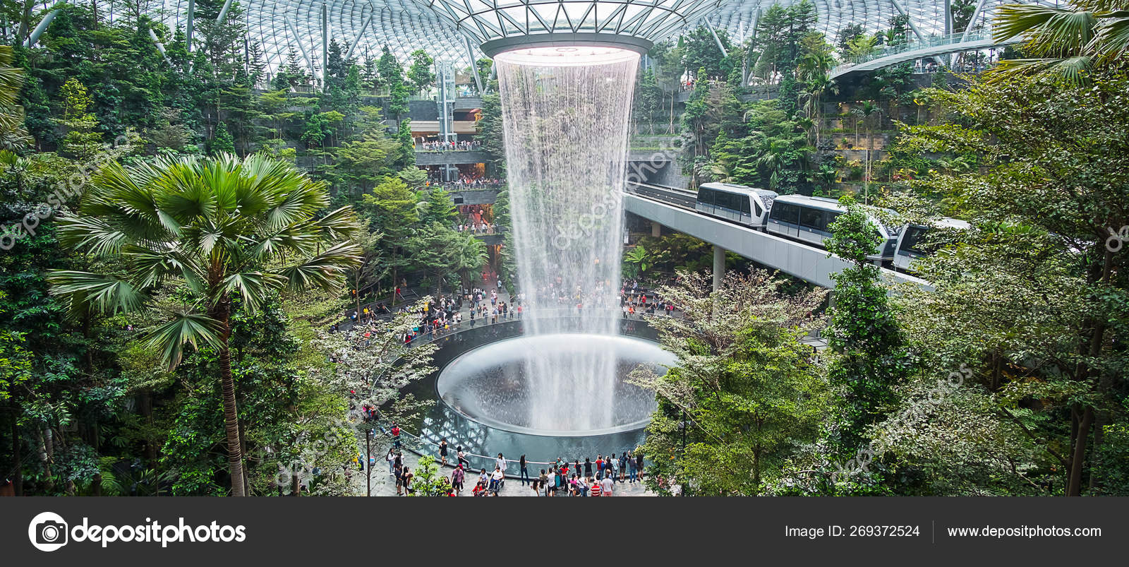 The Giant water fall HSBC Rain Vortex and beautiful green nature ...
