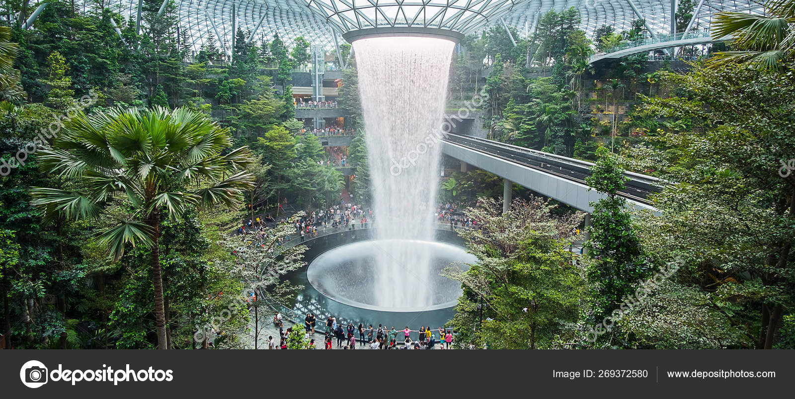 The Giant water fall HSBC Rain Vortex and beautiful green nature ...