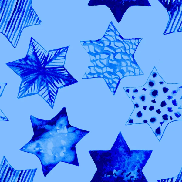 Seamless Watercolor Stars Pattern. Magic Festive Background. Han ...