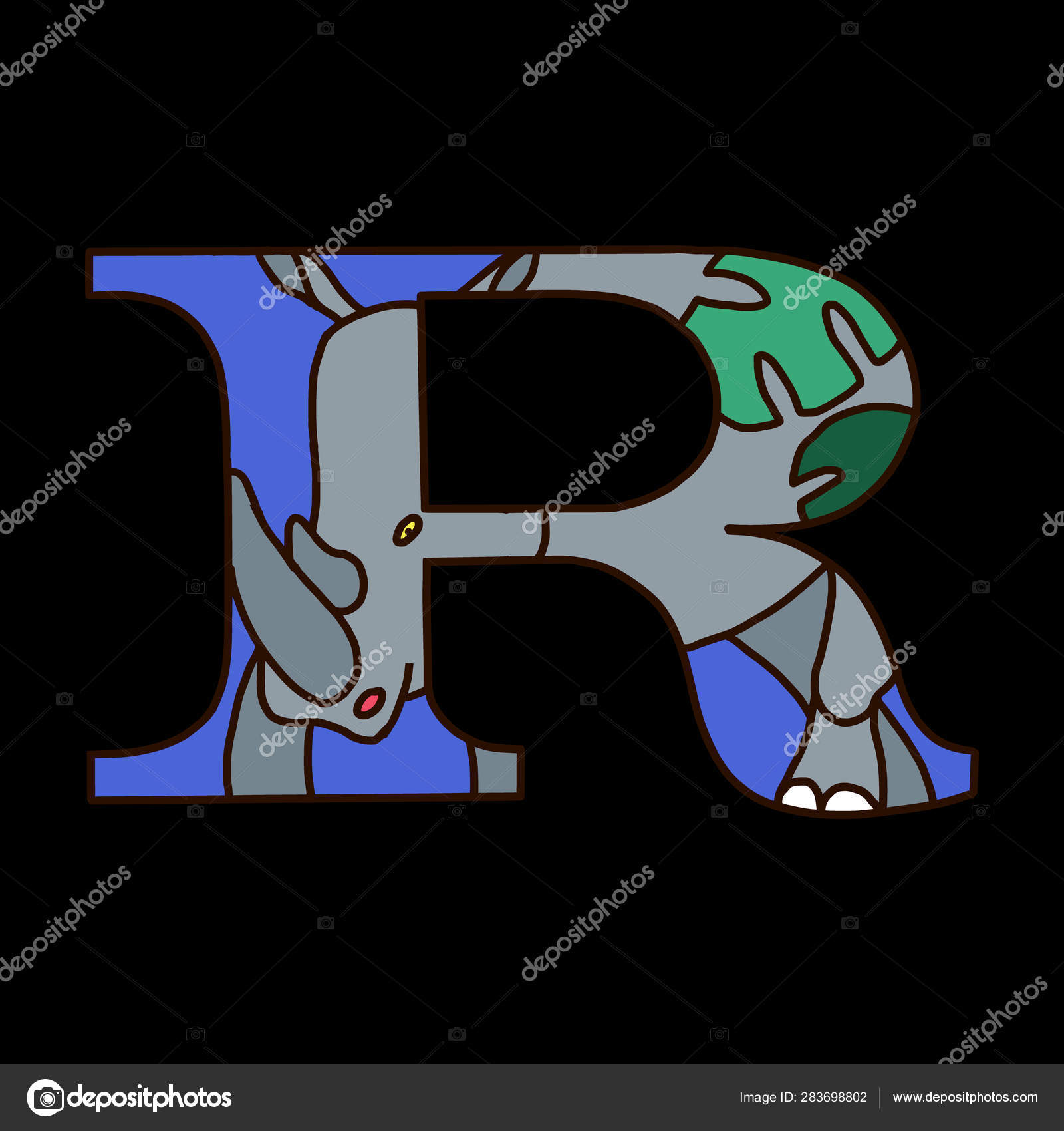 Serif alphabet letter r with doodle alligator — Stock Vector © TangamDP ...
