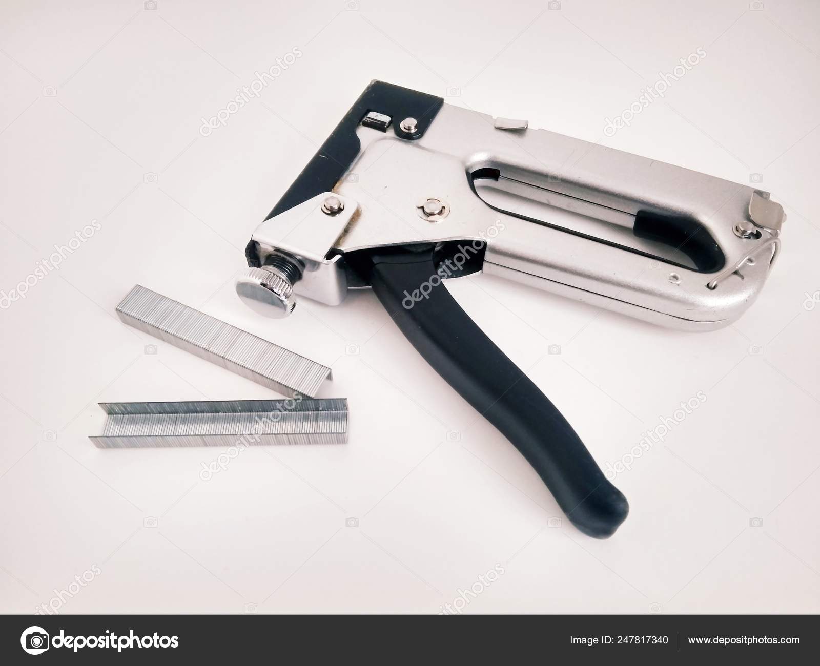 Large stapler and staples for construction work — Stock Photo ...