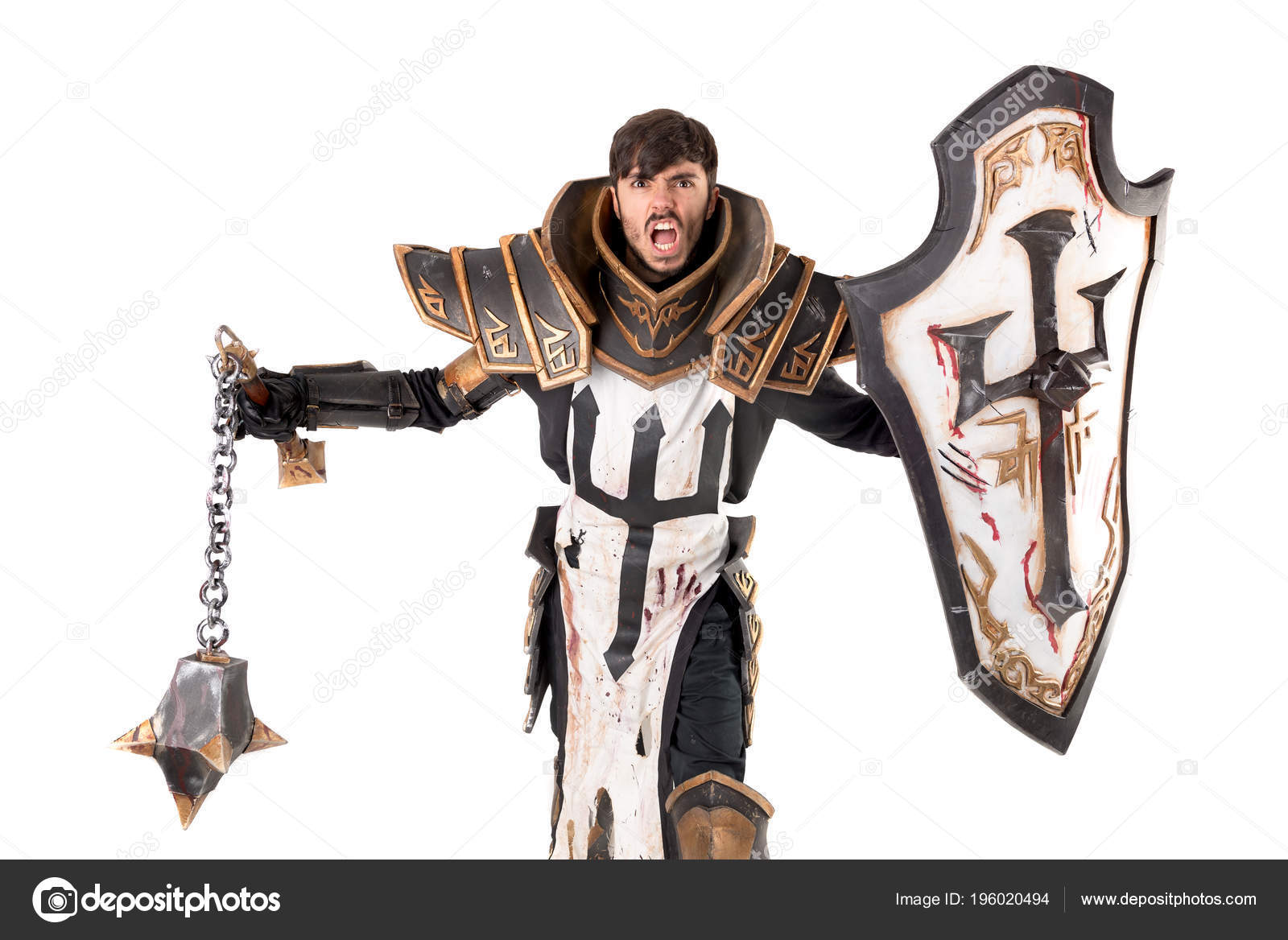 Young Man Cosplaying Fantasy Knight Costume Stock Illustration by ...