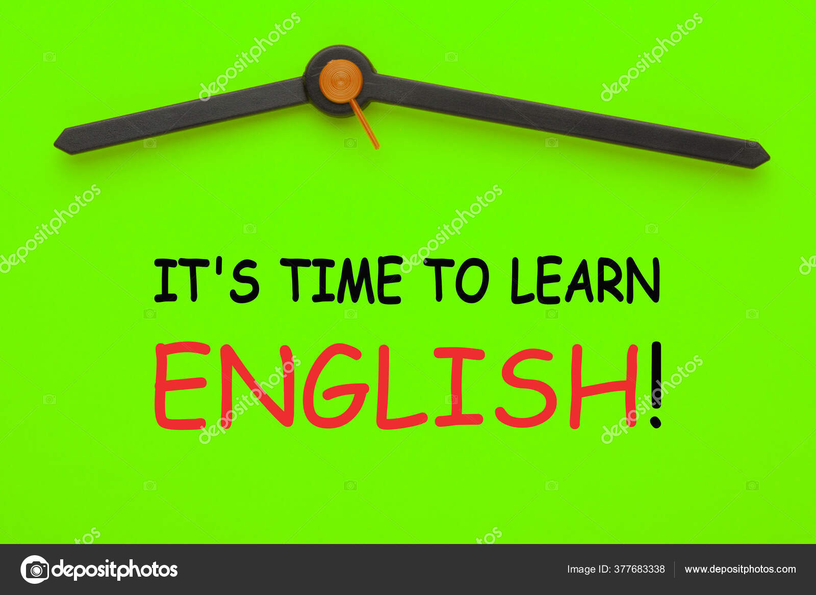 It's Time Learn English Text Green Clock Stock Photo by ©ogichobanov ...