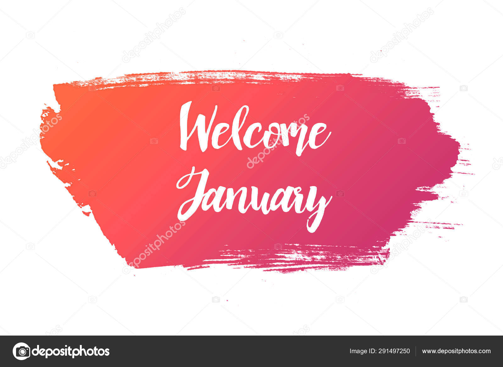 Hand drawn lettering phrase Welcome January. Ink brush lettering for ...