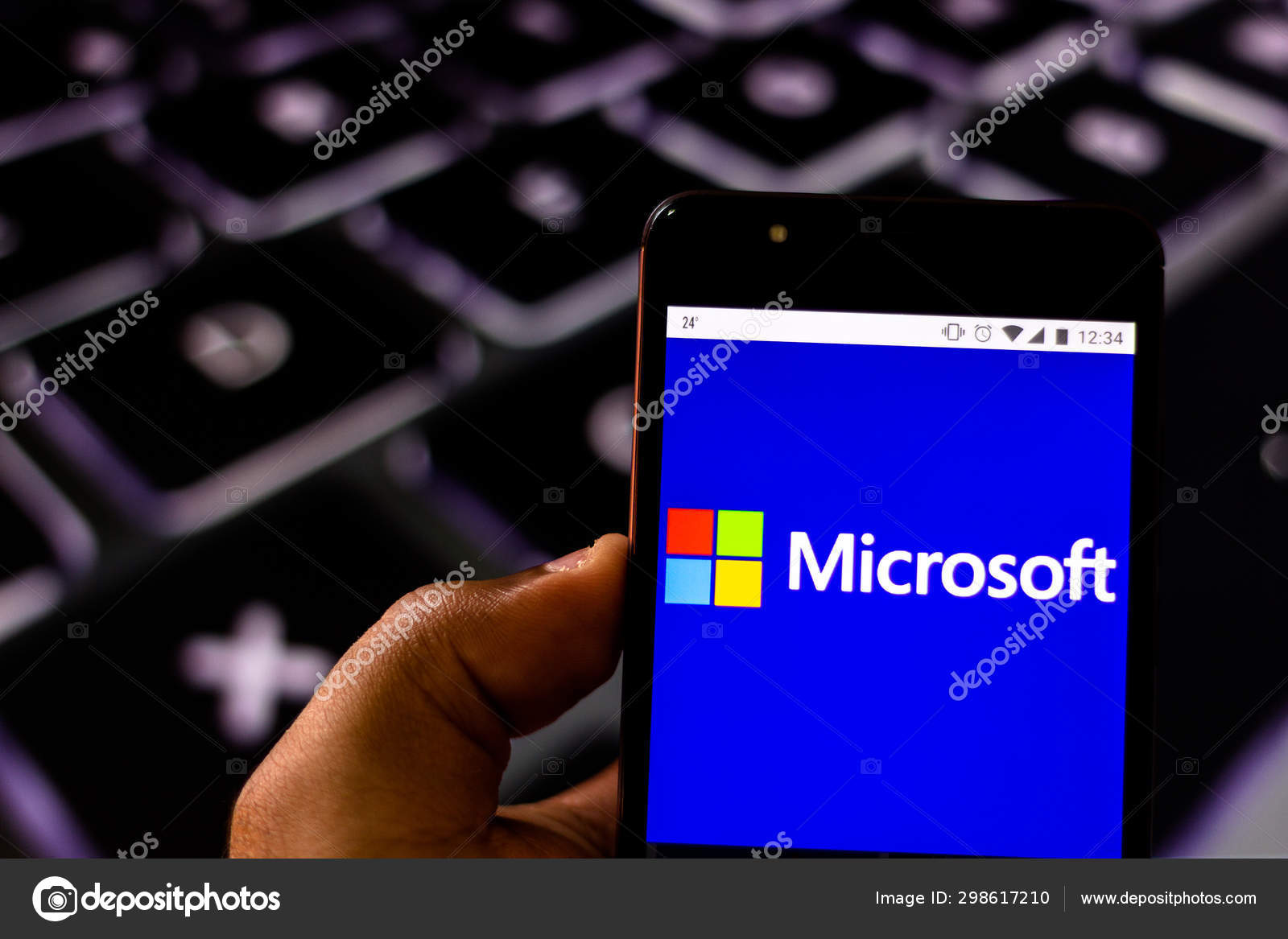 August 20, 2019, Brazil. In this photo illustration the Microsoft logo ...