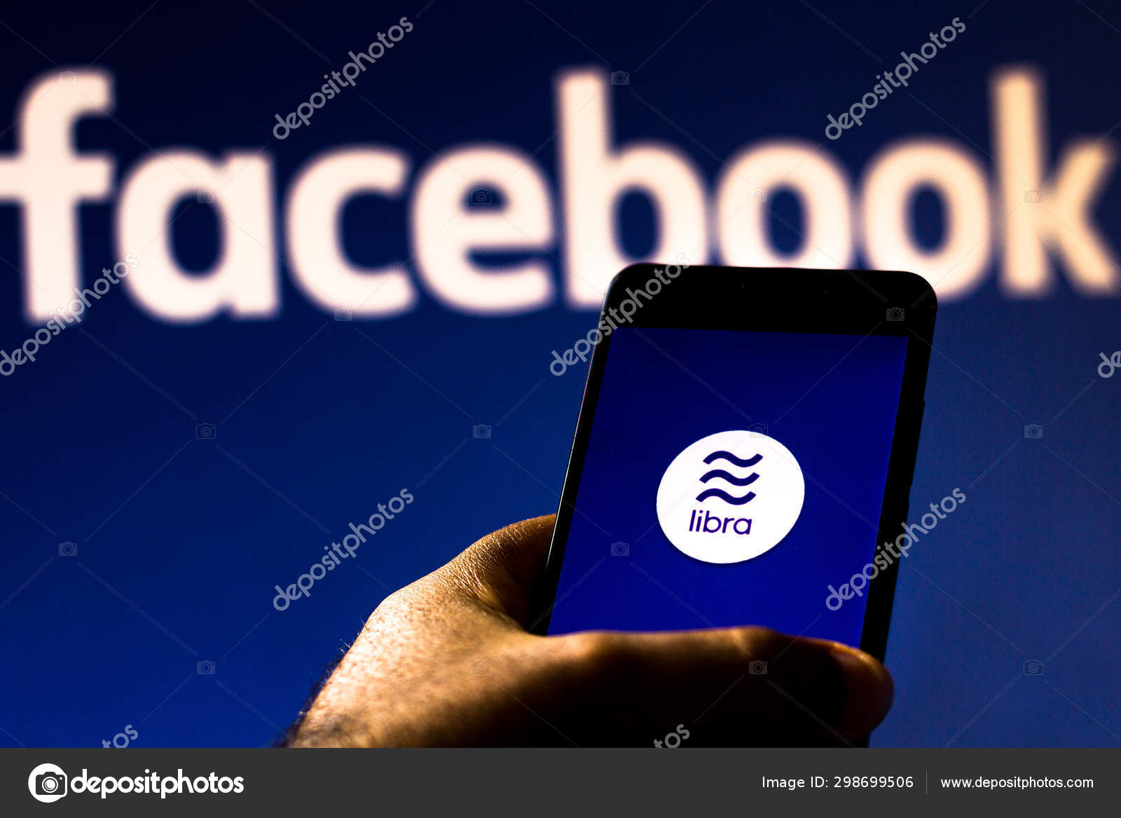 August 20, 2019, Brazil. In this photo illustration the Facebook Libra ...