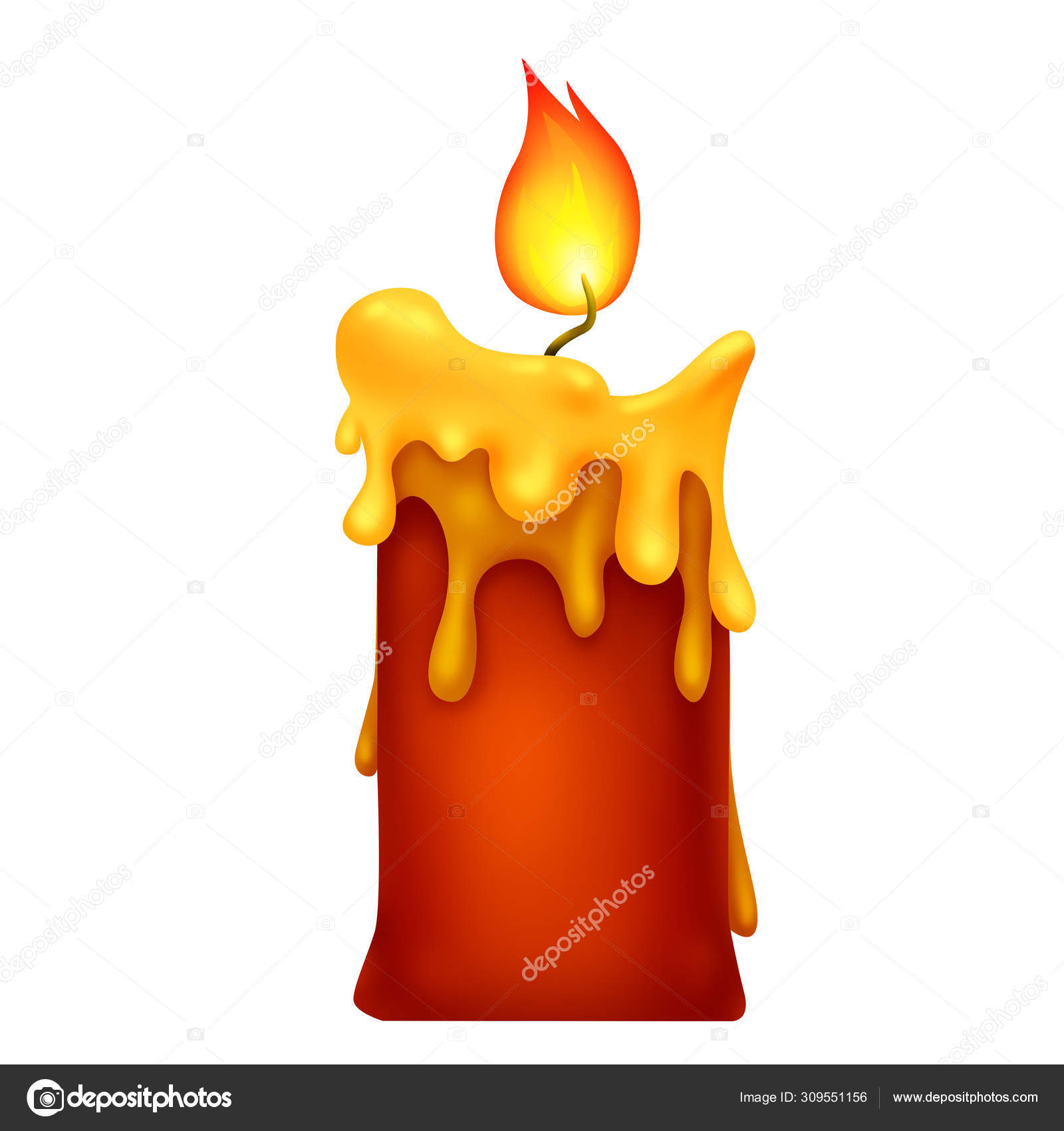 Red candle. Magic fire. Dripping wax. Illustration Stock Illustration ...