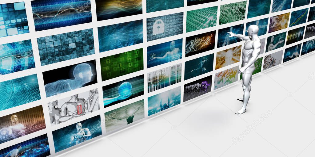 Concepto de tecnología multimedia para la transmisión de contenido de ...