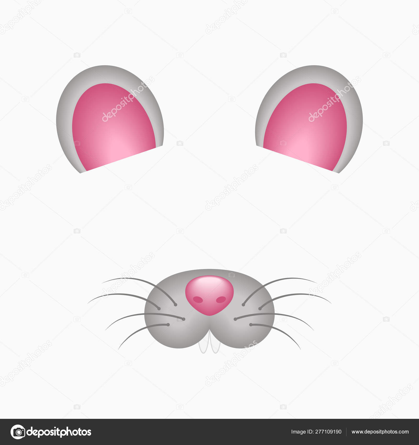 Mouse ears, nose and teeth. Photo and video filter Stock Vector Image ...