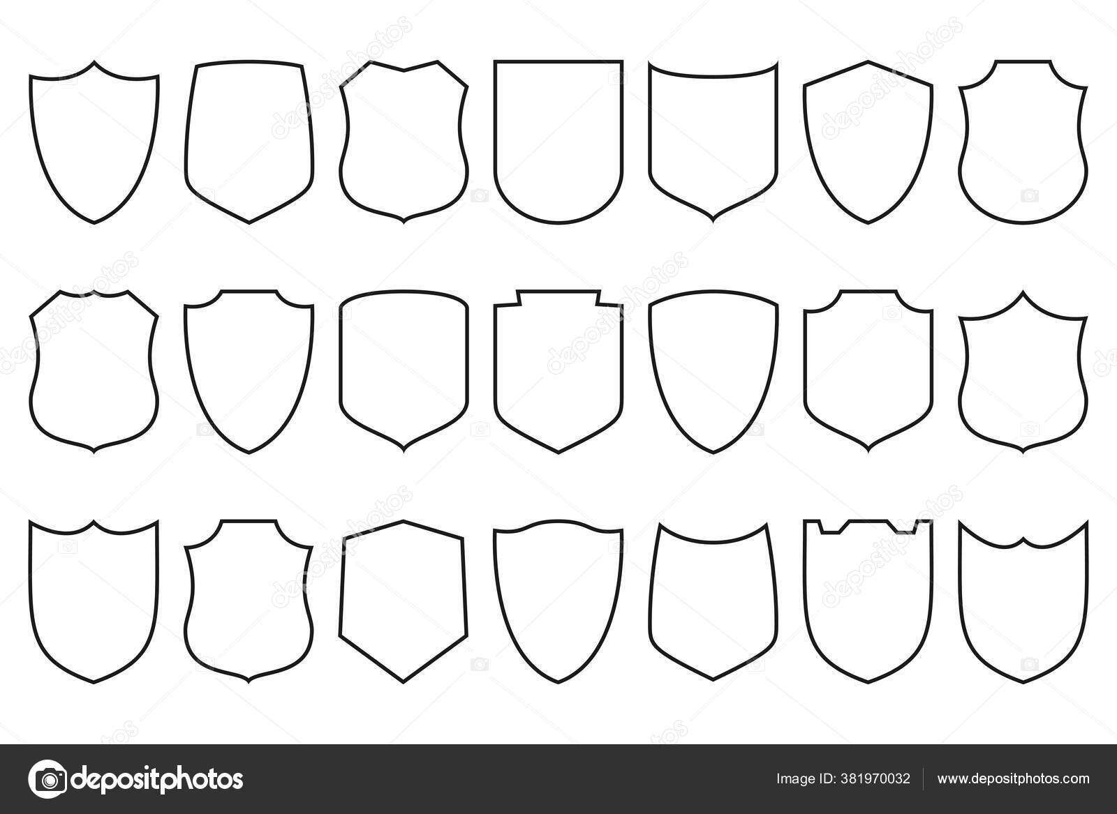 Escudos Listos Colección Iconos Lineales Escudo Seguridad Elementos ...