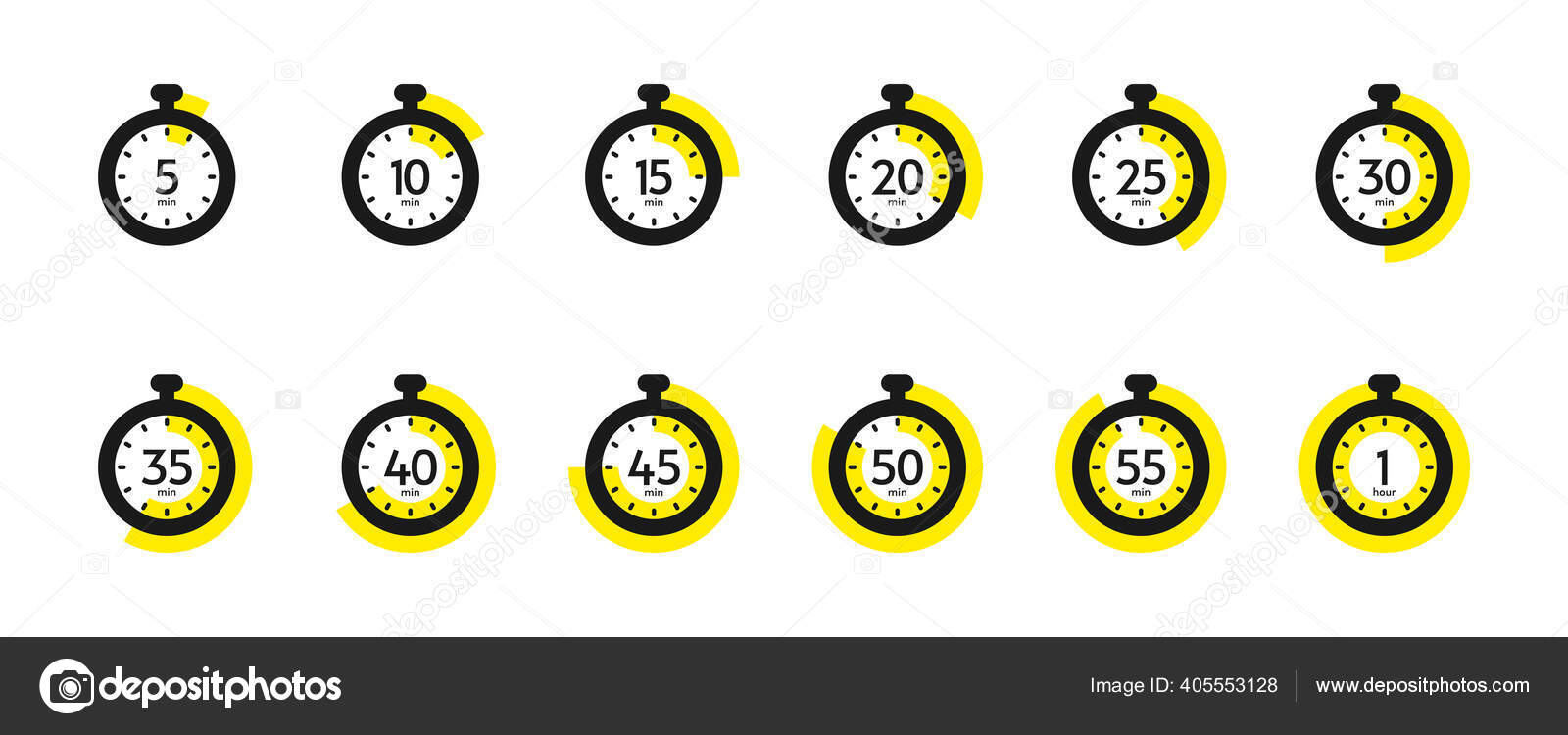 Timer Stopwatch Icon Set Countdown Timer Different Time Kitchen Stopwatch Stock Vector by ©Remo ...