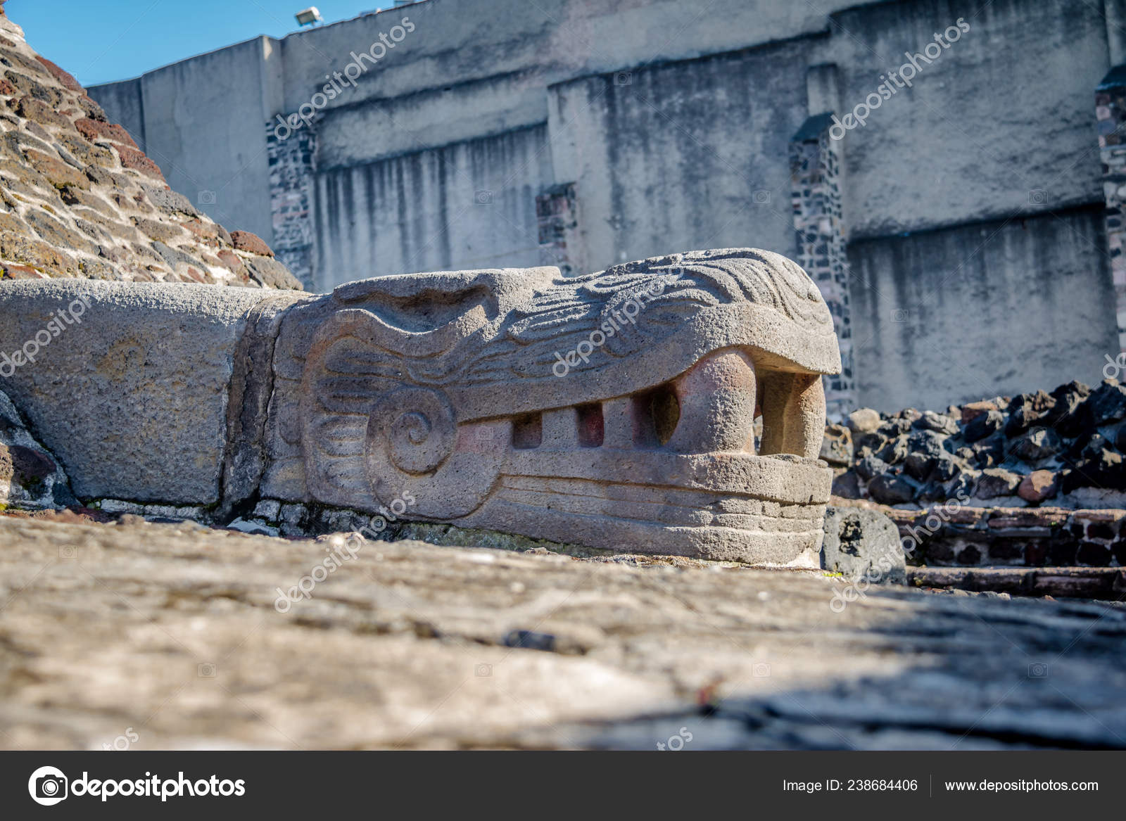 Serpent Sculpture Aztec Temple Templo Mayor Ruins Ten Stock Photo by ...
