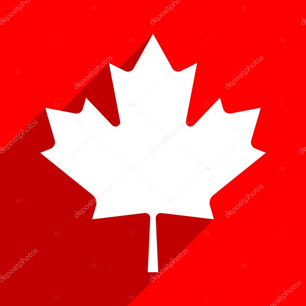 Bandera de Canadá El símbolo de hoja de arce con sombra larga en el ...