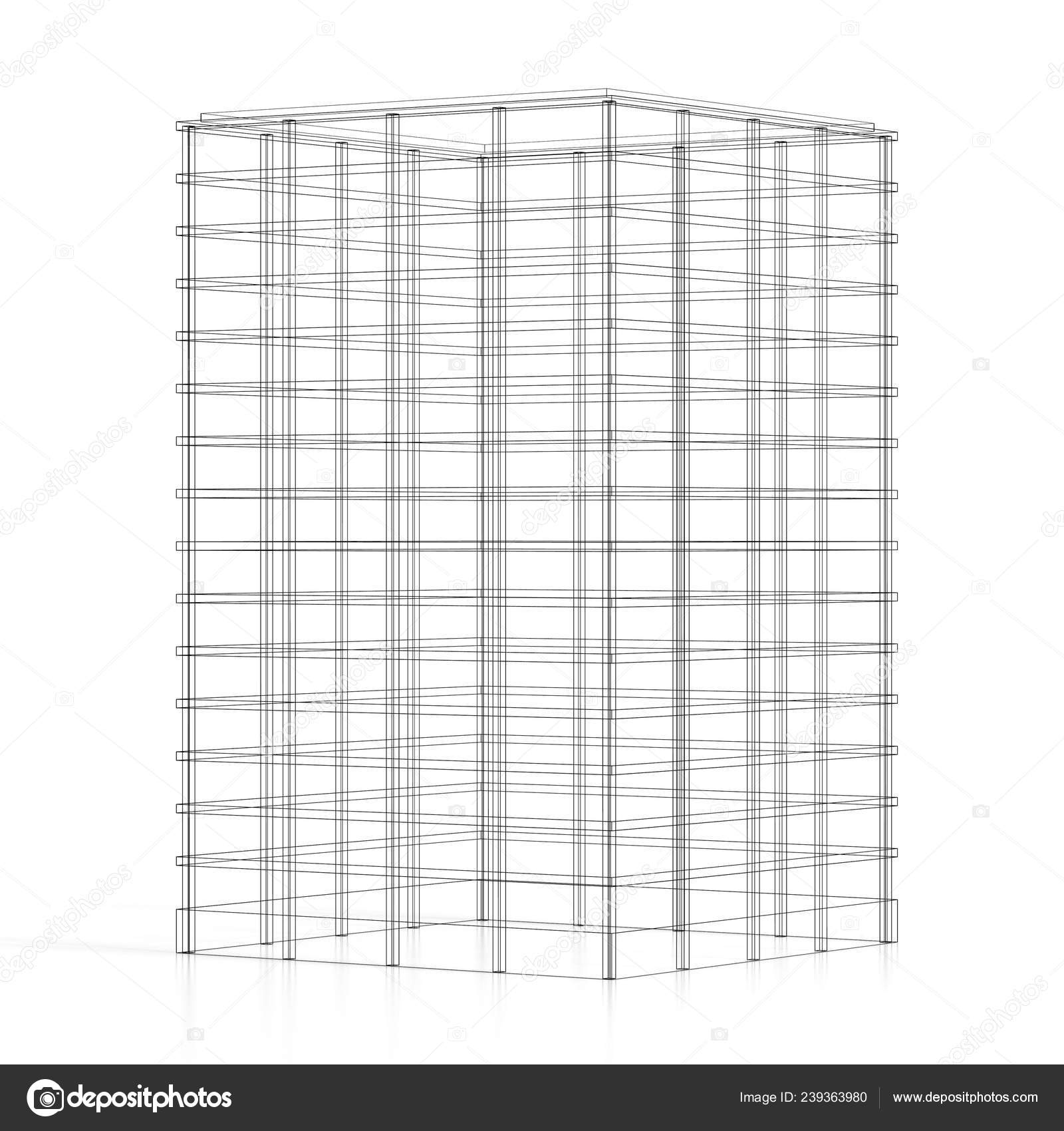 Office Building Wireframe — Stock Photo © 3d_generator #239363980