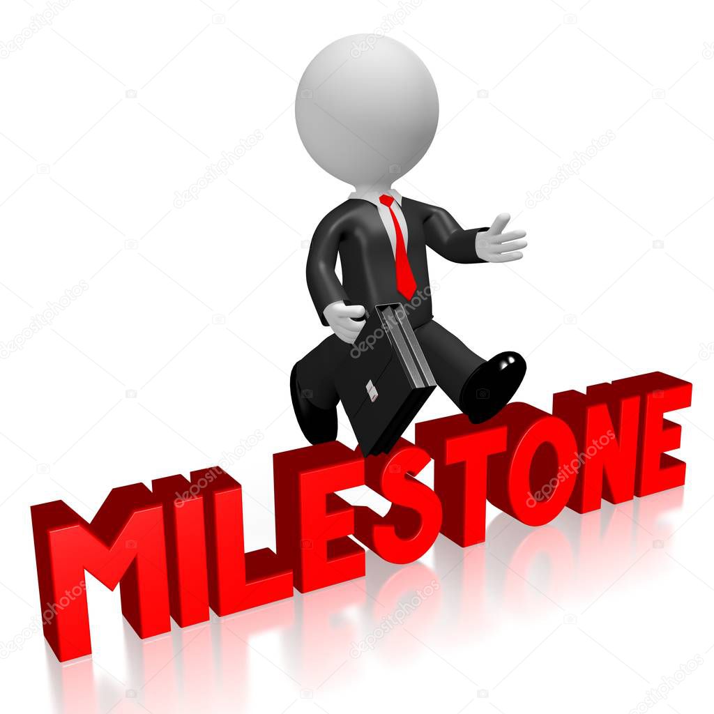 Personaje de dibujos animados 3D (hombre de negocios) saltando sobre un ...