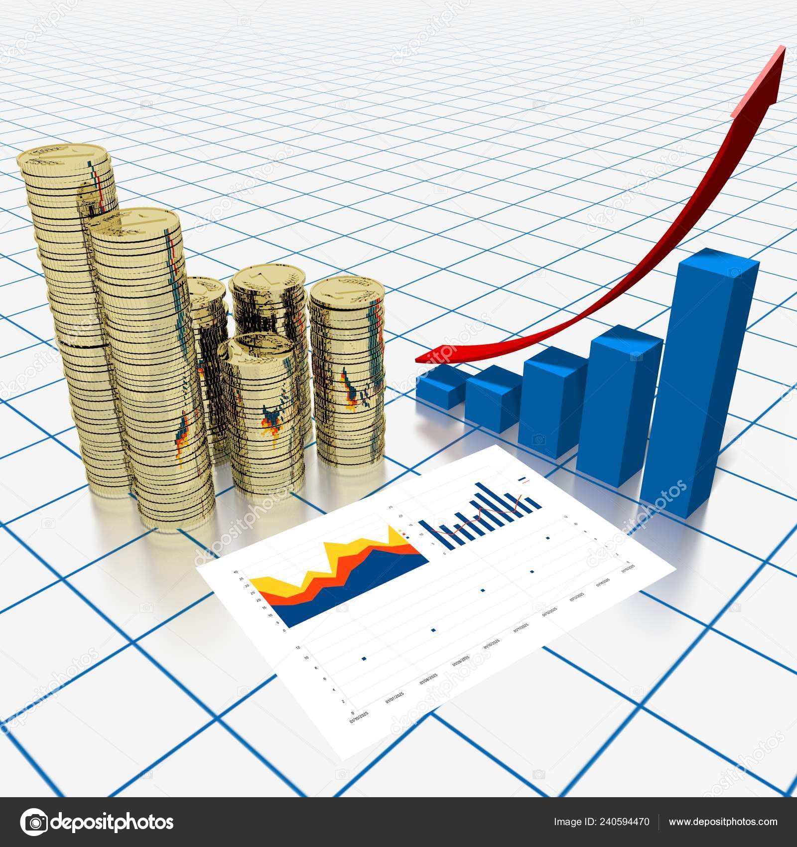 Business Chart Illustration Grid Background — Stock Photo © 3d ...
