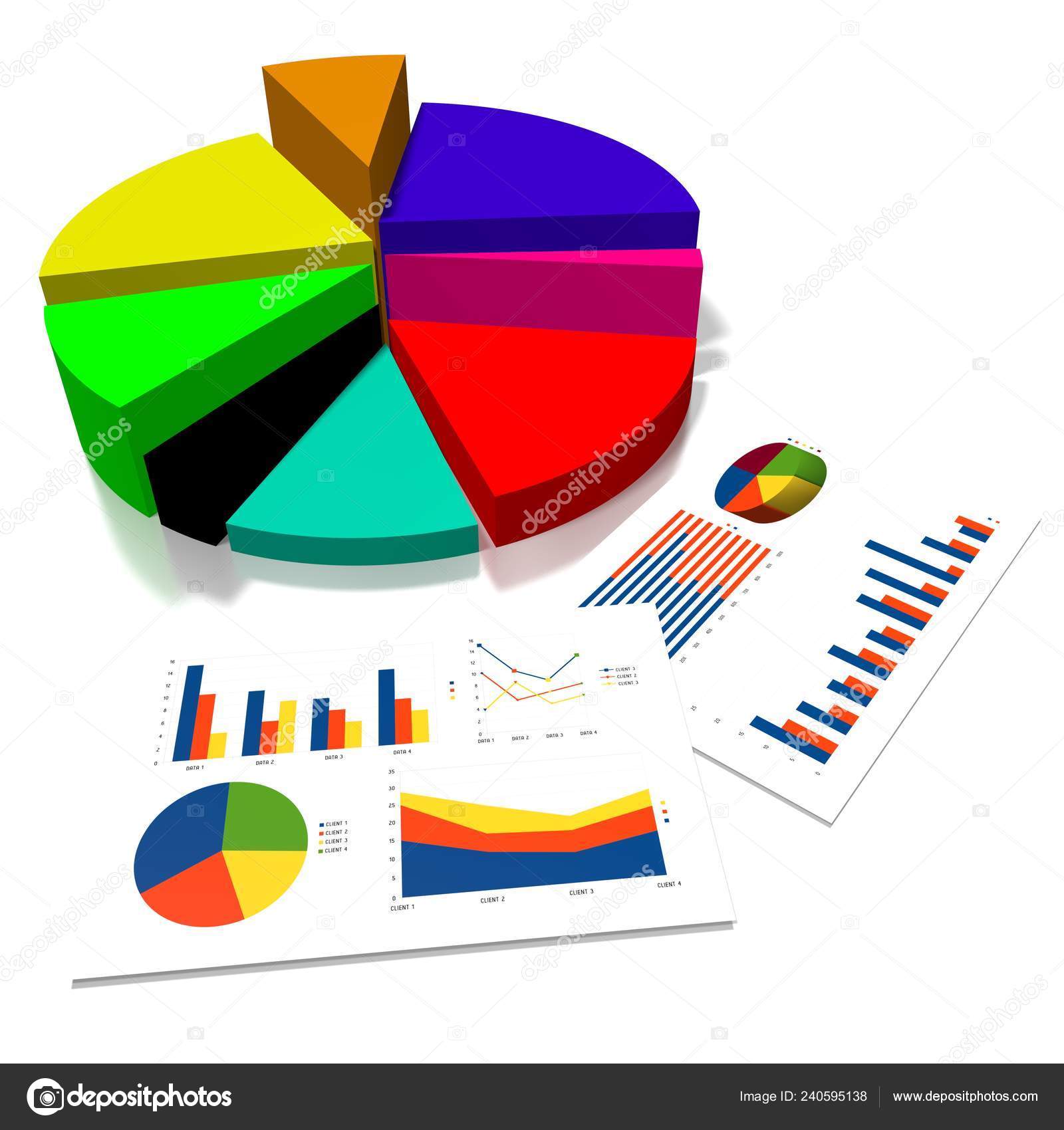 Business Chart Illustration White Background Stock Illustration by ©3d ...