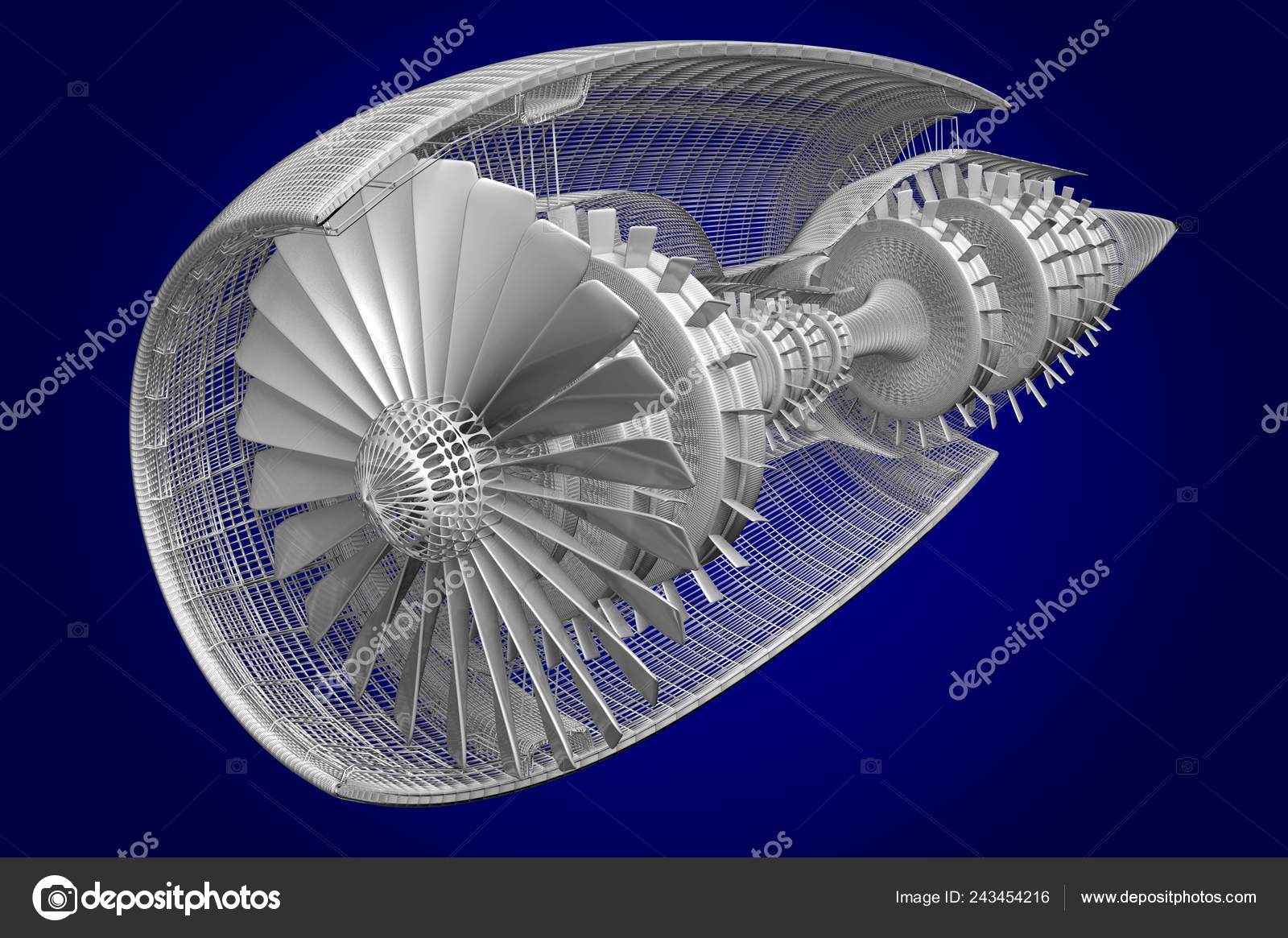 Jet Engine Front Side View — Stock Photo © 3d_generator #243454216