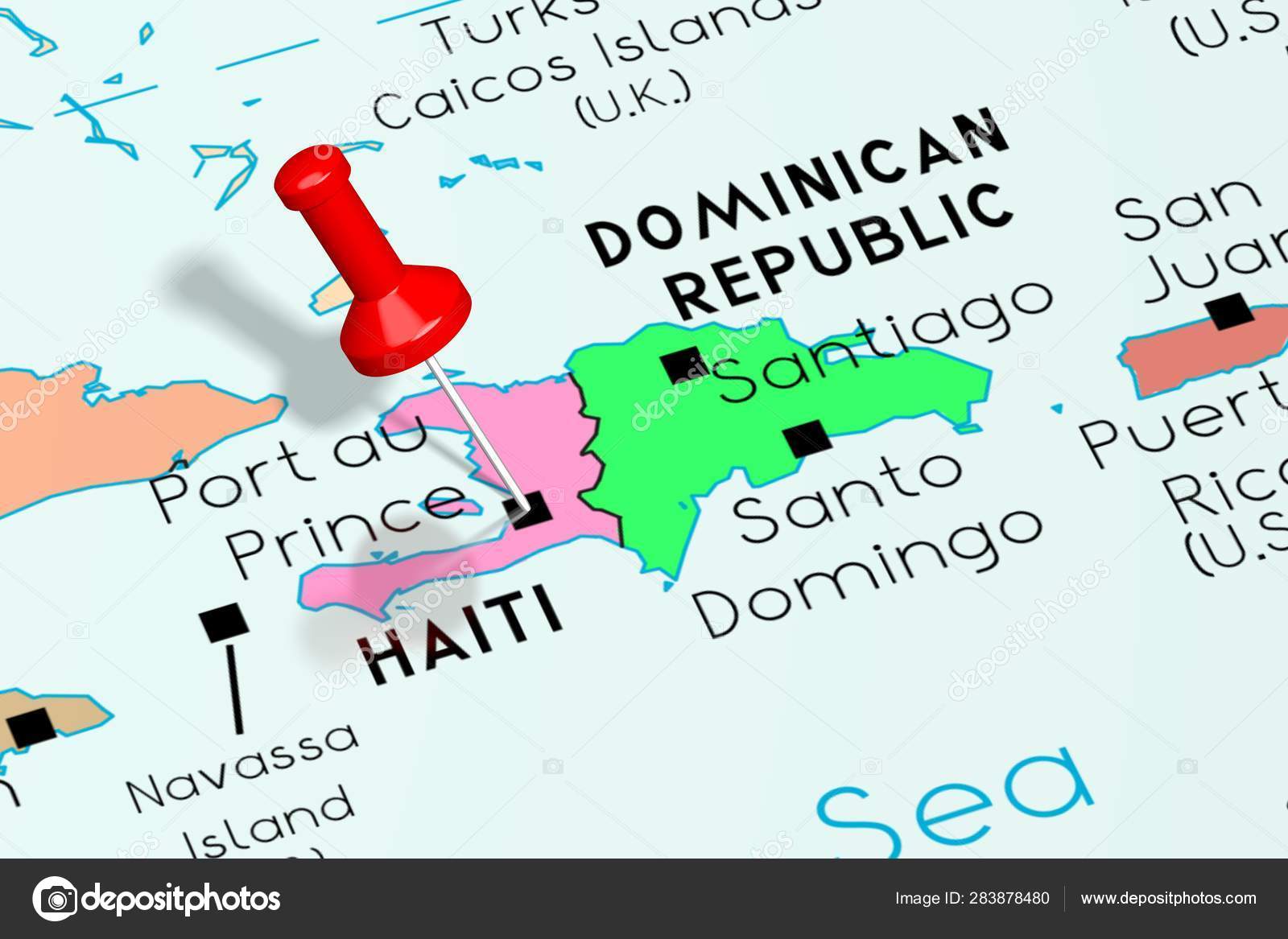 Haiti, Port-au-Prince - capital city, pinned on political map — Stock ...