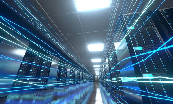 Ruang Server Pusat Data Penyimpanan Hosting Konsep Internet Cepat ...