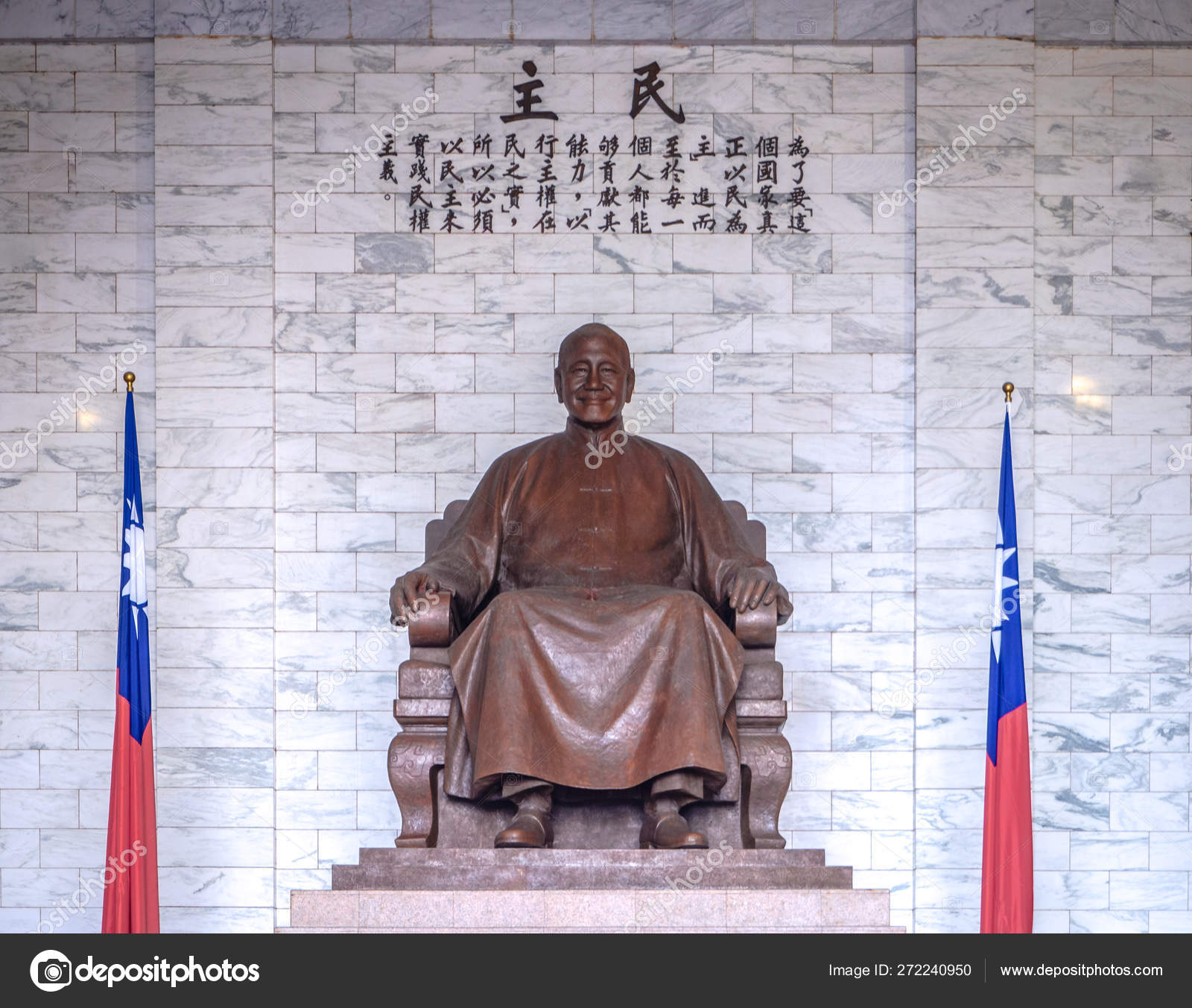 Taipei Taiwan March 2019 Closeup Bronze Statue Chiang Kai Shek — Stock ...