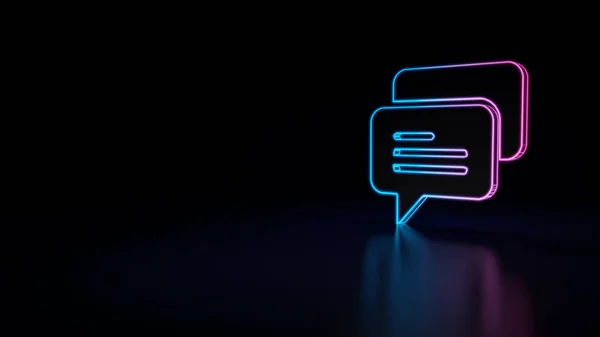 3d icon of blue violet neon comment bubbles isolated on black ...