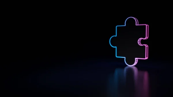 3d icon of blue violet neon puzzle piece isolated on black background ...